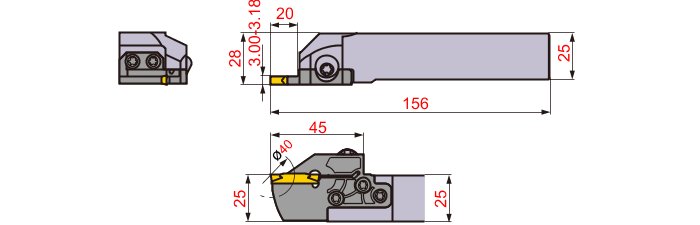 Tool-holder mitsubishi GYM25RA-F20 | Cut-off/grooving | Holders | with ...