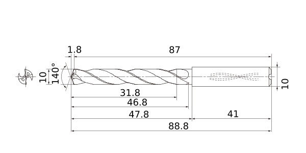 MMC Volhardmetaalboor MMS1000S-DIN-C DP7020 dia. 10mm kort ...